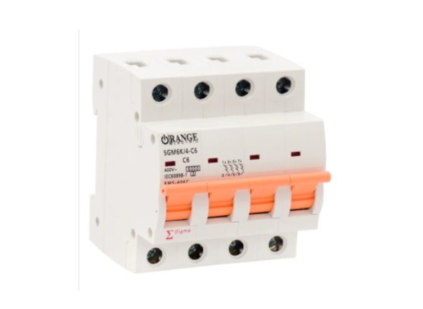 ORANGE SIGMA MCB 4 POLE TYPE C 6KA 6/10/16/20/32/40/63A - Alpha Volts
